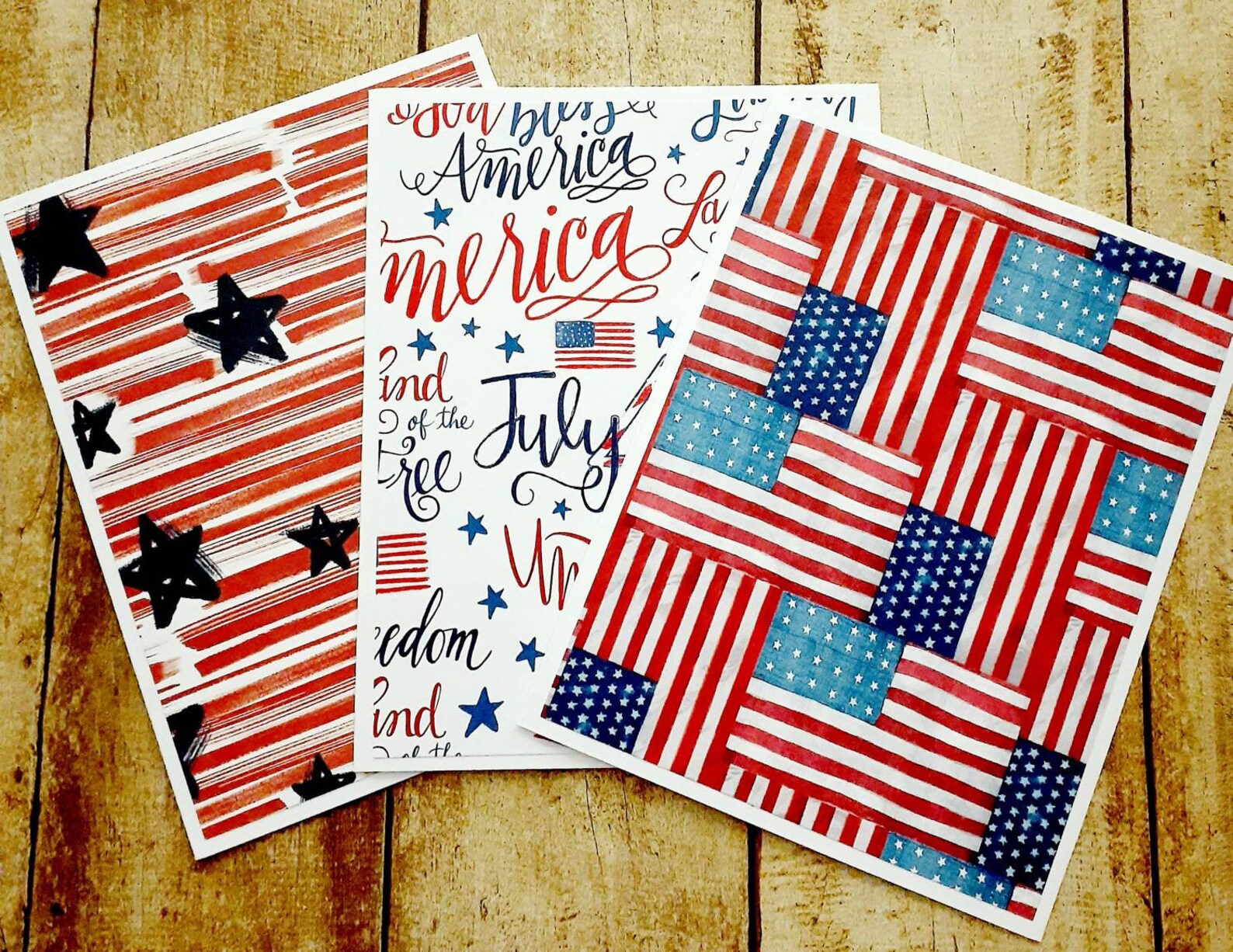 Set of 6 Stars and Stripes Patriotic Notecards With Envelopes - Etsy