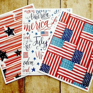 Set of 6 Stars and Stripes Patriotic Notecards With Envelopes, Stars ...
