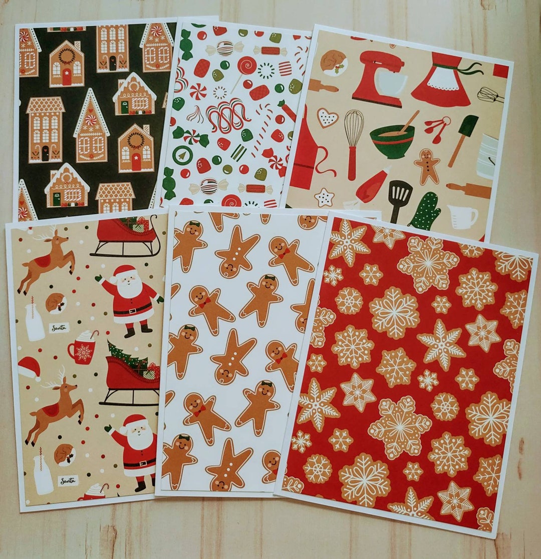 Handmade Set of 6 Cookies for Santa Note Cards With Envelopes Cooking ...