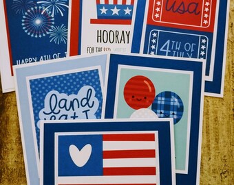 Set of 6 Stars and Stripes Patriotic Notecards With Envelopes - Etsy