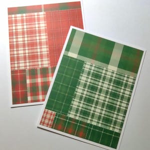 Set of 8 Patchwork Quilt Cards Christmas Green and Red Colorful Bright ...