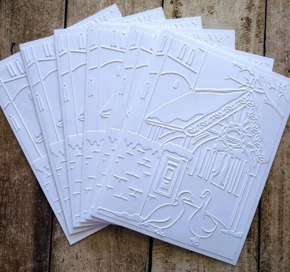 Set of 6 Embossed Covered Bridge Note Cards With Envelopes | Etsy