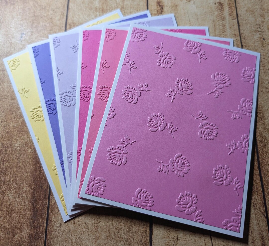 Handmade Set of 6 Embossed Flower Note Cards With Envelopes Flowers ...