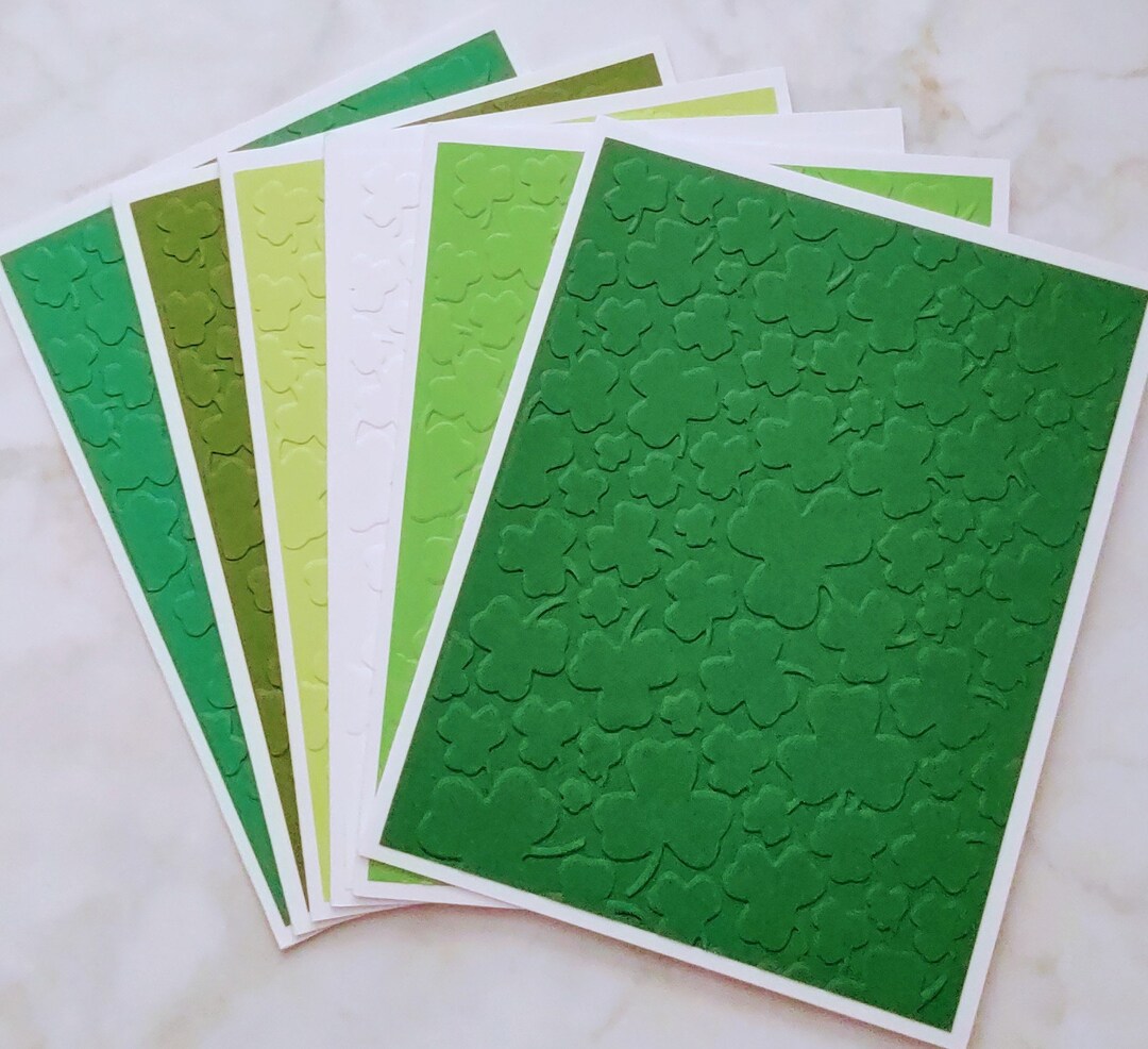 Set of 6 Embossed Shamrock Note Cards With Envelopes Cards Lucky Cards ...