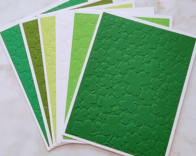 Set of 6 Embossed Shamrock Note Cards With Envelopes Cards Lucky Cards ...