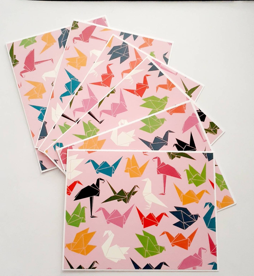 Set of 6 Origami Folded Paper Notecards With Envelopes Love - Etsy