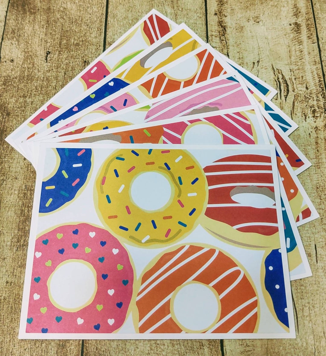 Set of 6 Blank Frosted Donuts Note Cards With Envelopes, Correspondence ...