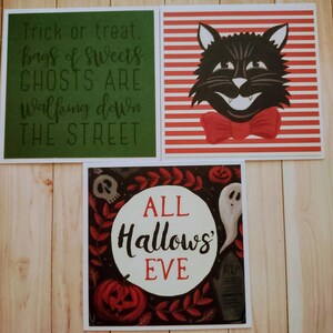 Set of 9 Fun Halloween Notecards Colorful Trick or Treat Cat Pumpkin ...