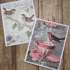 Handmade Set of Rice Paper Vintage Birds Notecards With Envelopes, Love ...