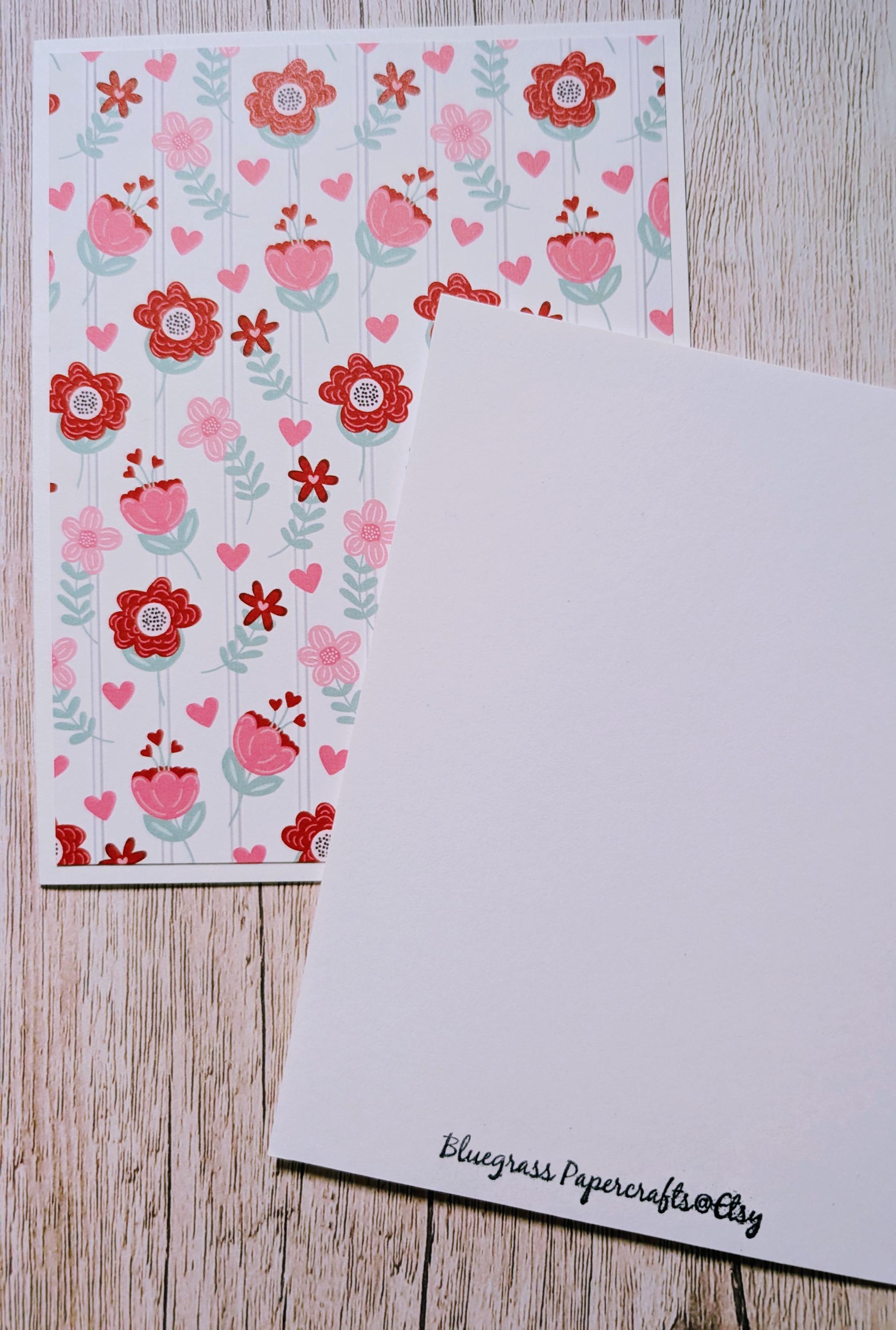 Set of 10 Valentine Blank Notecards With Envelopes Hearts Love Happy ...