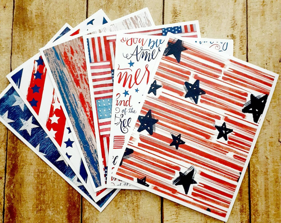 Set of 6 Stars and Stripes Patriotic Notecards With Envelopes, Stars ...