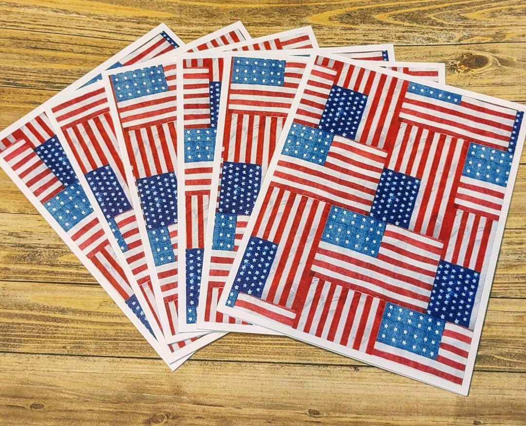 Set of 6 Patriotic US Flag Note Cards With Envelopes, Fourth of July ...