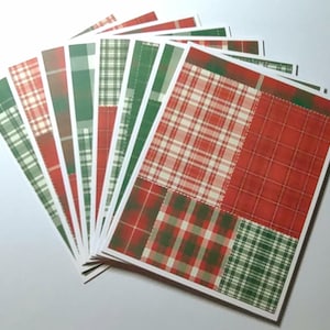 Set of 8 Patchwork Quilt Cards Christmas Green and Red Colorful Bright ...