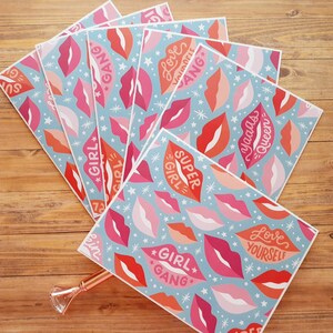 Set of 6 Lips and Words Blank Valentine Notecards With Envelopes, Love ...
