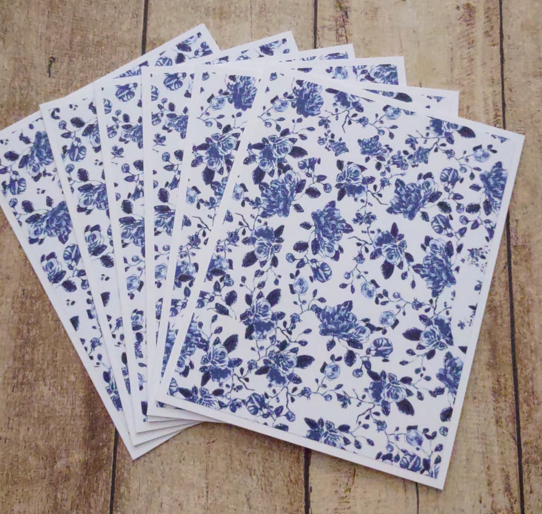 Set of 6 Blue Roses Love Floral Notecards With Envelopes, Love Notes ...