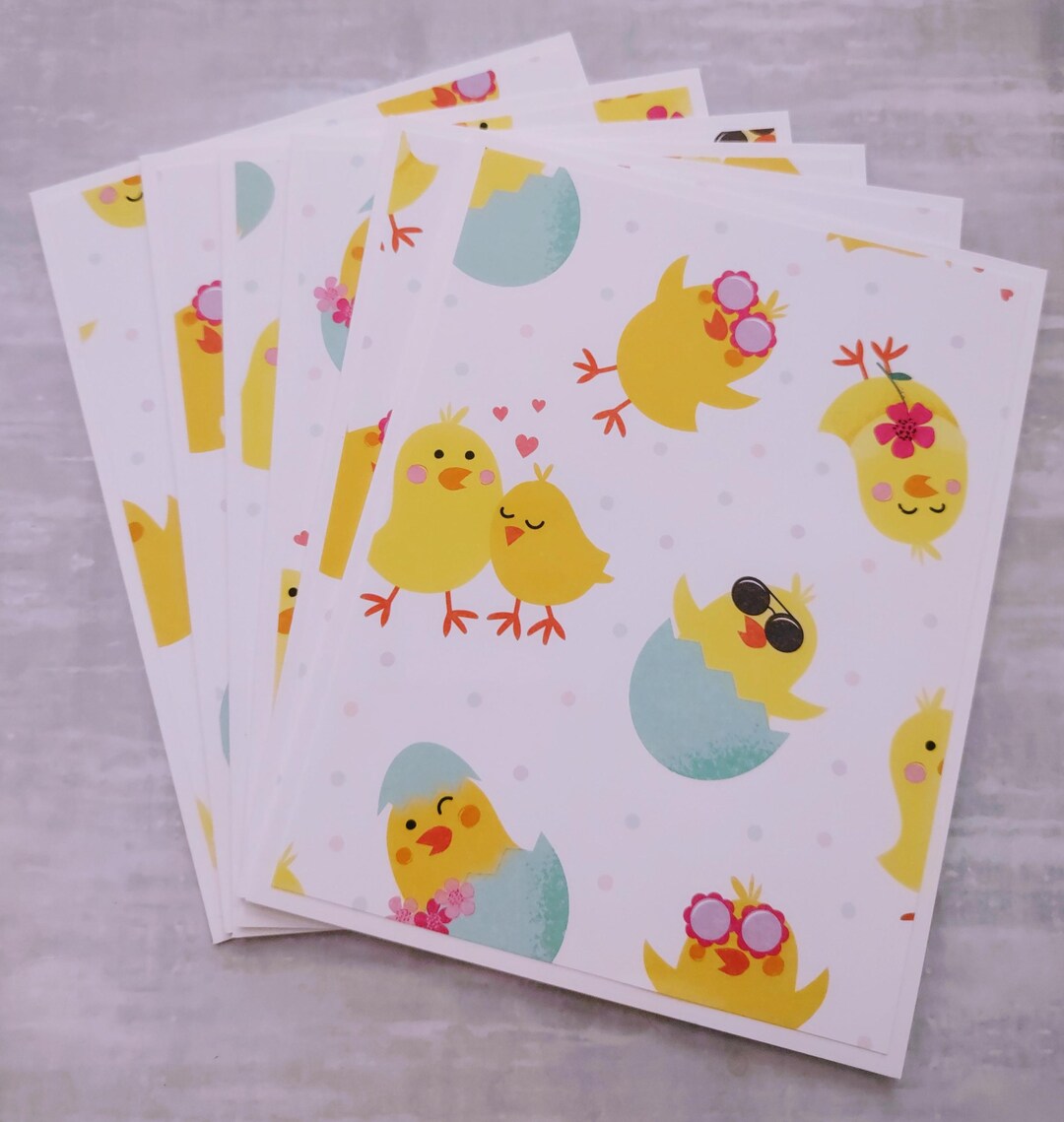 Set of 6 Baby Chicks Note Cards With Envelopes, Spring Notes Groovy ...