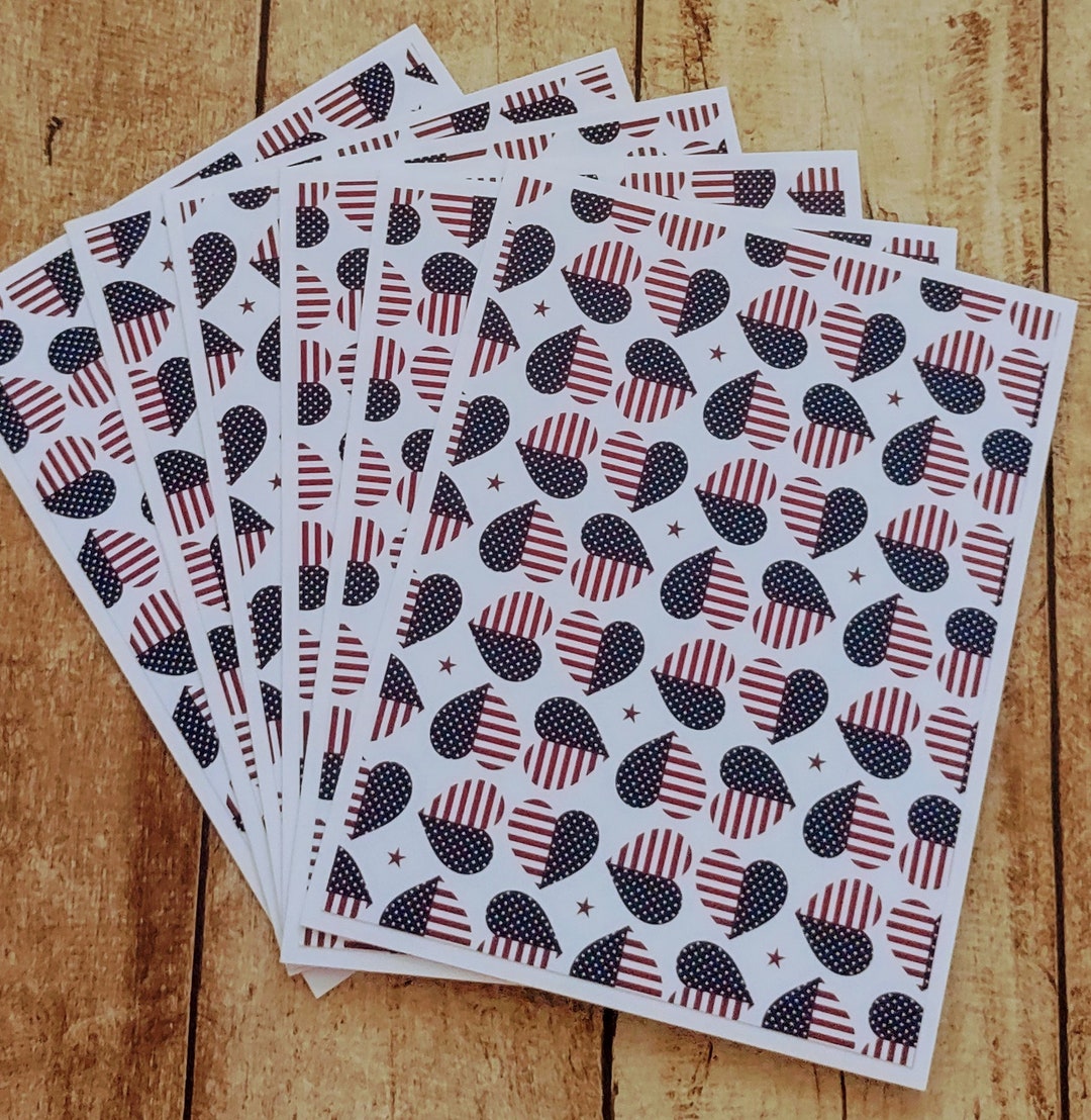 Set of 6 Patriotic Heart US Flag Note Cards With Envelopes, Fourth of ...