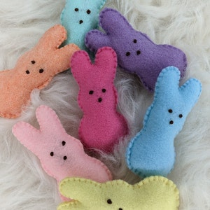 Felt Easter Peeps, Set of 7 Felt Peeps in a Rainbow of Colors, Felt ...