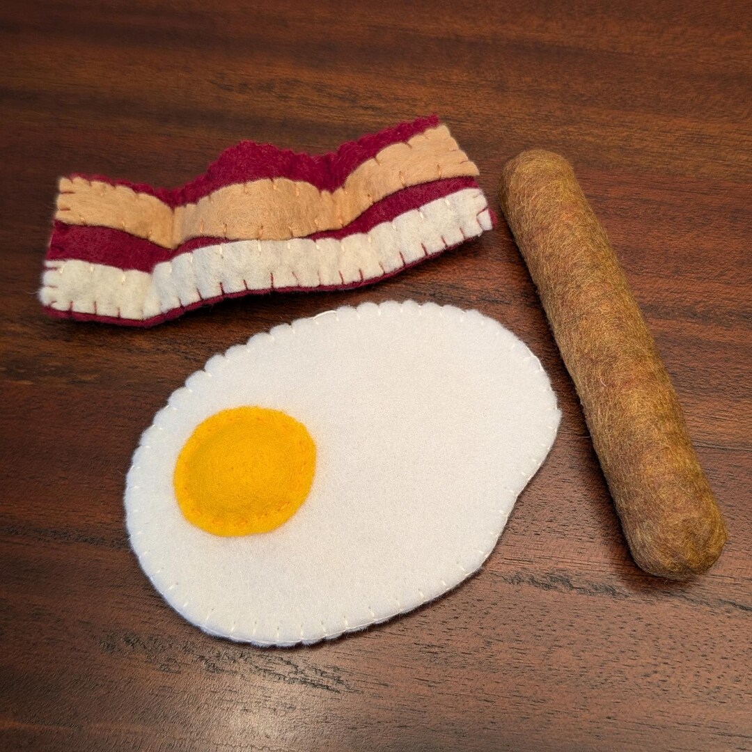 Felt Breakfast Play Food Set: Egg, Bacon & Sausage - Etsy
