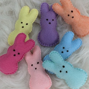 Felt Easter Peeps, Set of 7 Felt Peeps in a Rainbow of Colors, Felt ...