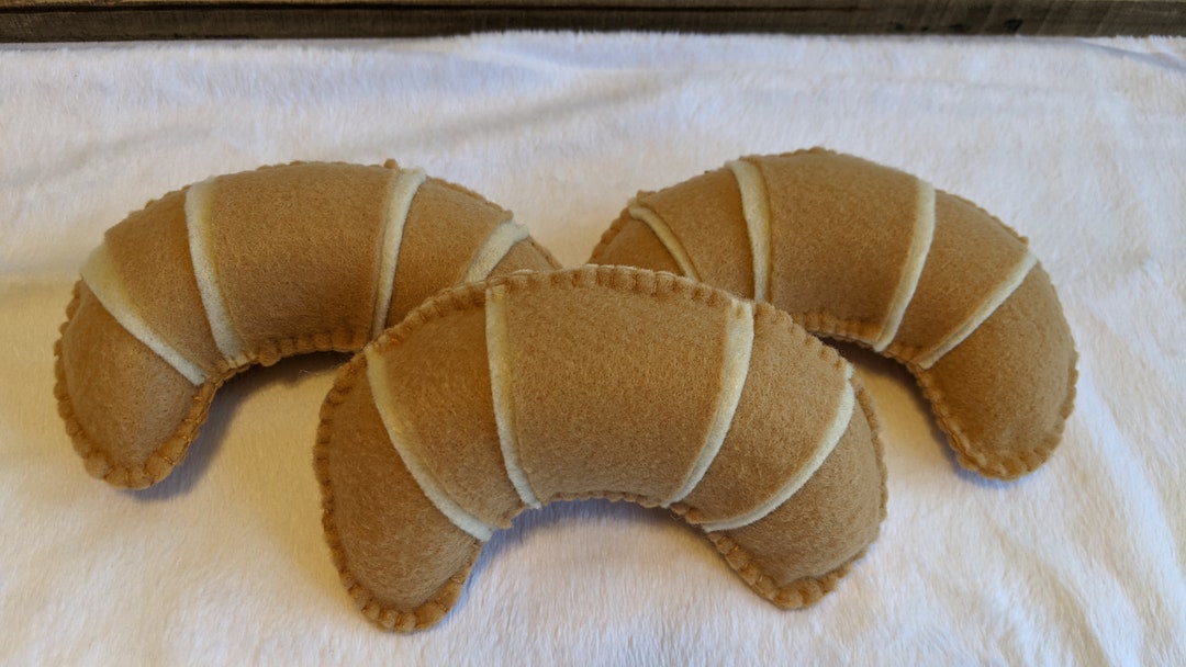 Felt Croissants Set of 3 Felt Croissants Plush Play Bread - Etsy