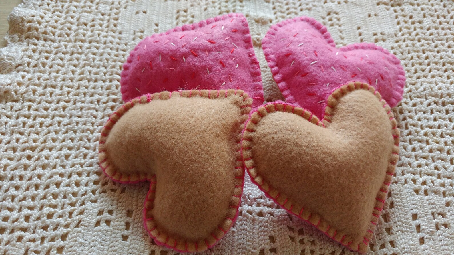 4 Felt Hearts Valentines Bowl Fillers Cookies With Sprinkles | Etsy