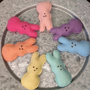 Felt Easter Peeps, Set of 7 Felt Peeps in a Rainbow of Colors, Felt ...