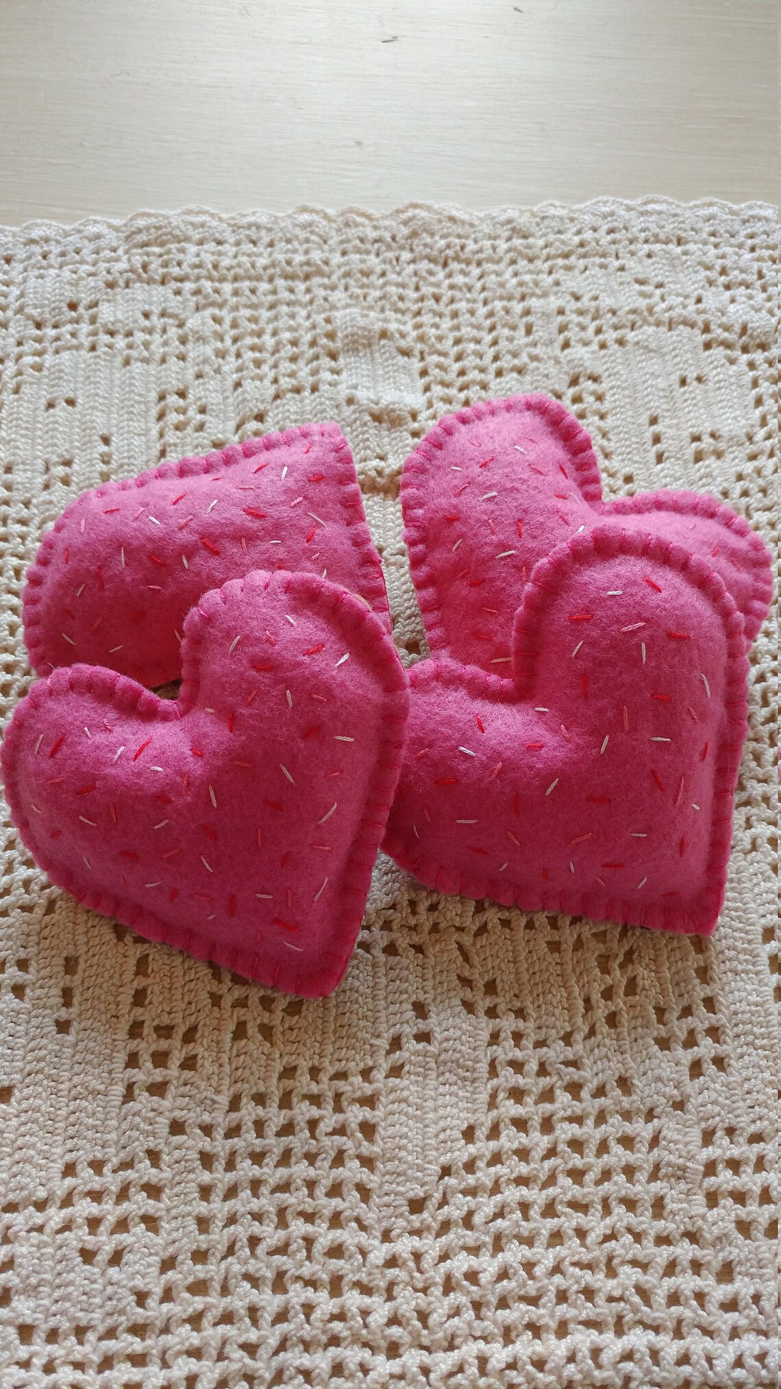 4 Felt Hearts Valentines Bowl Fillers Cookies With Sprinkles | Etsy