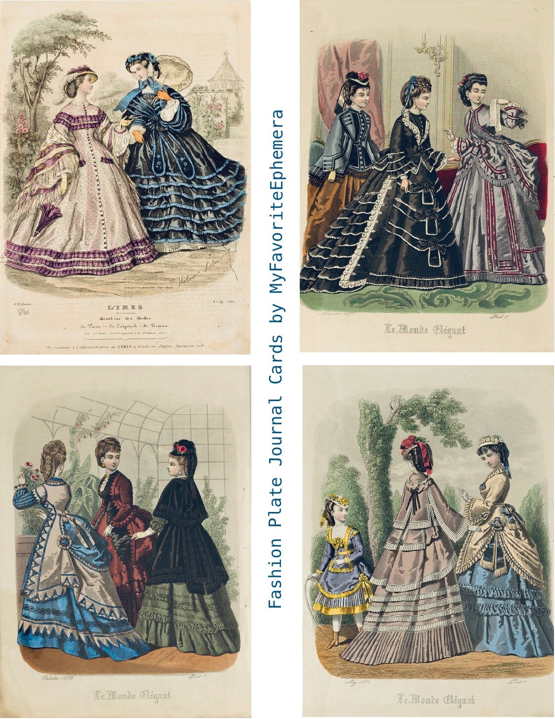 LARGE JOURNALING CARDS Vintage Fashion Plates Design, Journal, Fussy ...