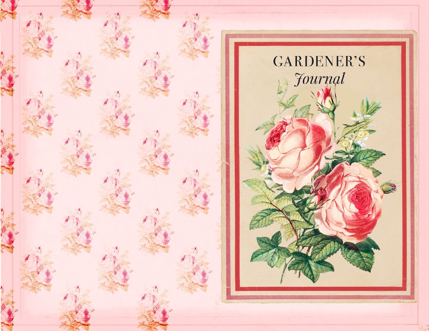 ROSE GARDEN JOURNAL Pages, Collage Sheets, Background Papers, Handmade ...