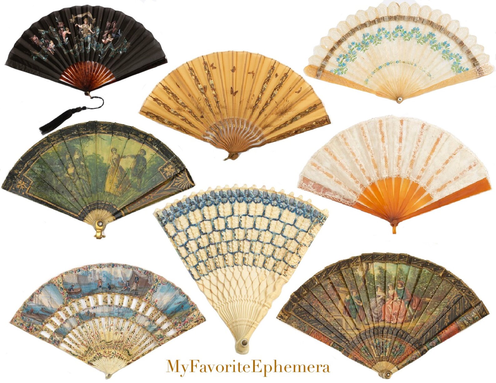 VICTORIAN ERA FANS Ephemera Paper Crafting Collage Sheets - Etsy