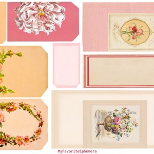 FLORAL JOURNAL TAGS, Layered Kit, Vintage Ephemera, Digital Download - Etsy