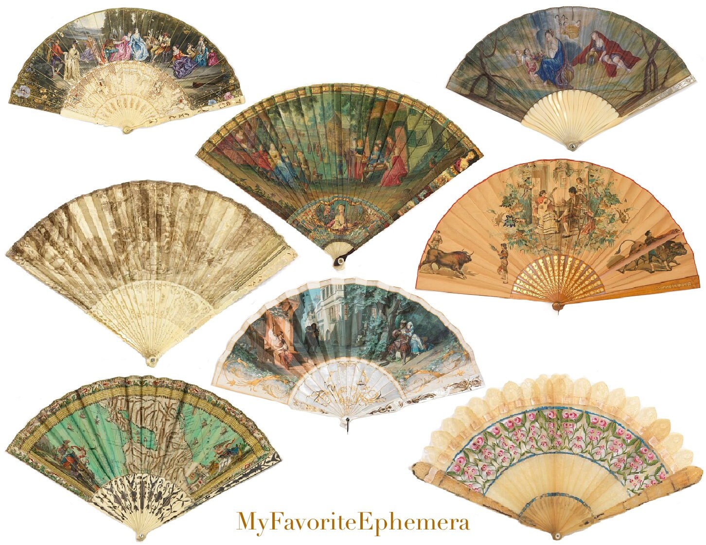 VICTORIAN ERA FANS Ephemera Paper Crafting Collage Sheets - Etsy
