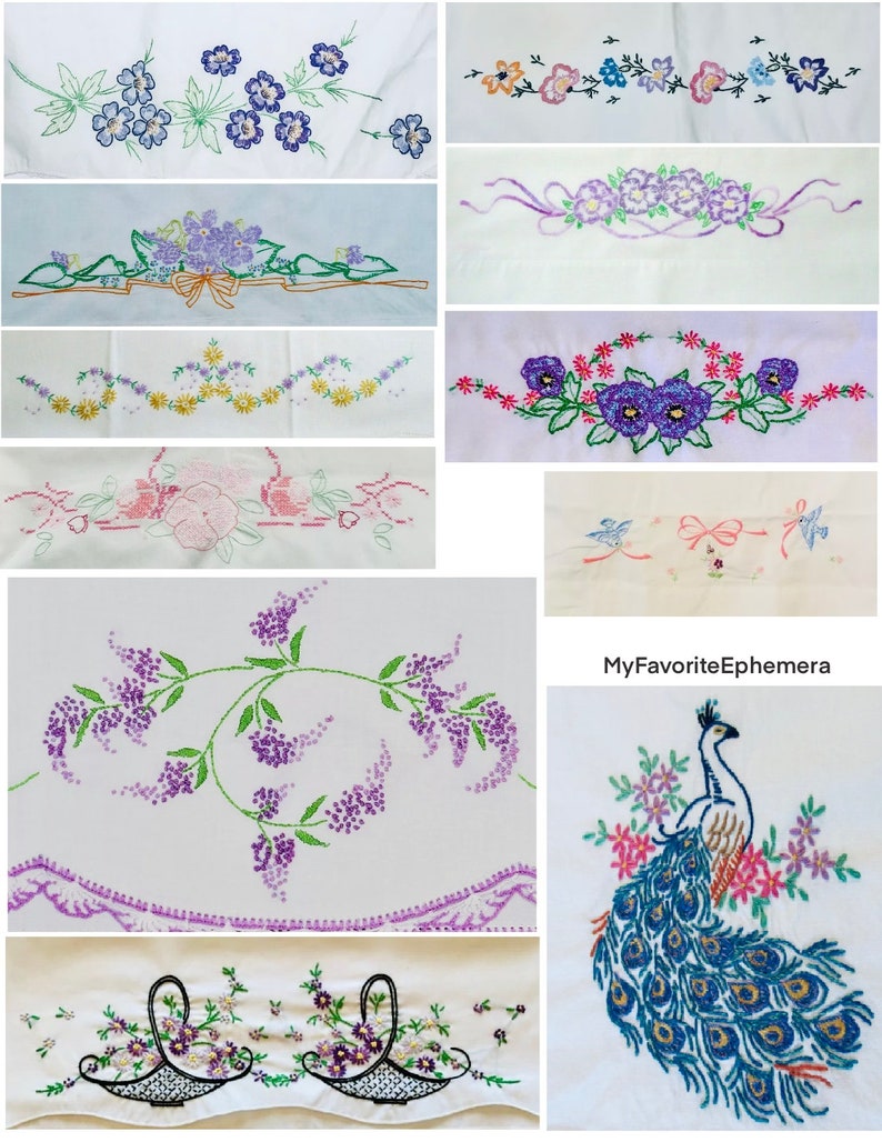 10 Pages Vintage Embroidered Samples Embroidery Ephemera - Etsy