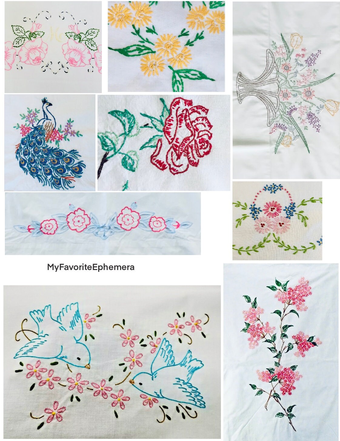 10 Pages Vintage Embroidered Samples Embroidery Ephemera | Etsy