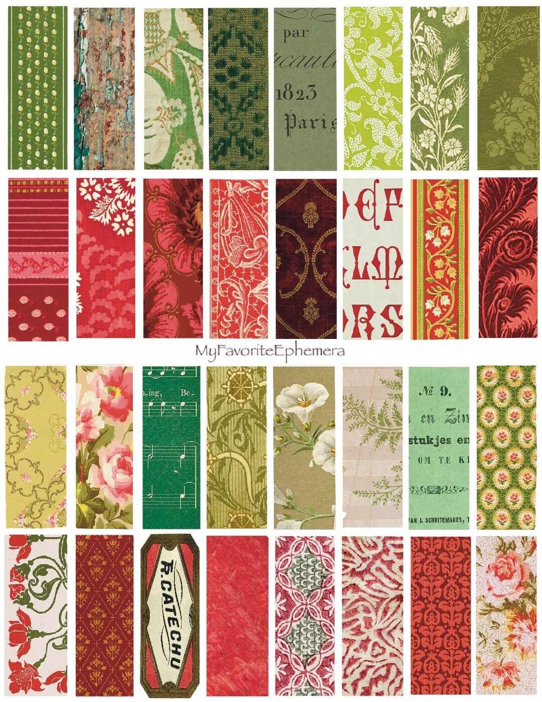 32 VERTICAL LABELS, Vintage Ephemera for Junk Journals and Collage - Etsy