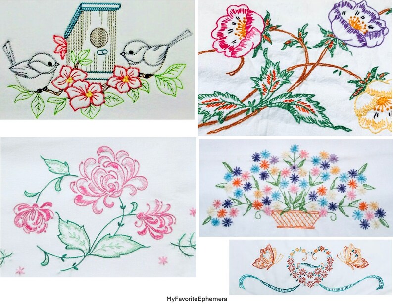 10 Pages Vintage Embroidered Samples Embroidery Ephemera - Etsy