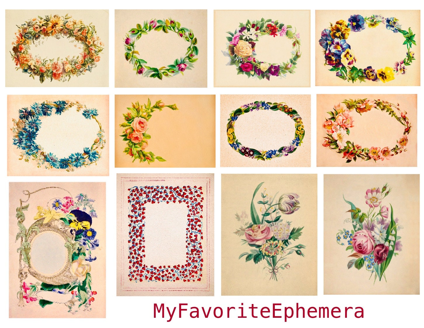 FLORAL JOURNAL TAGS Layered Kit Vintage Ephemera Digital - Etsy