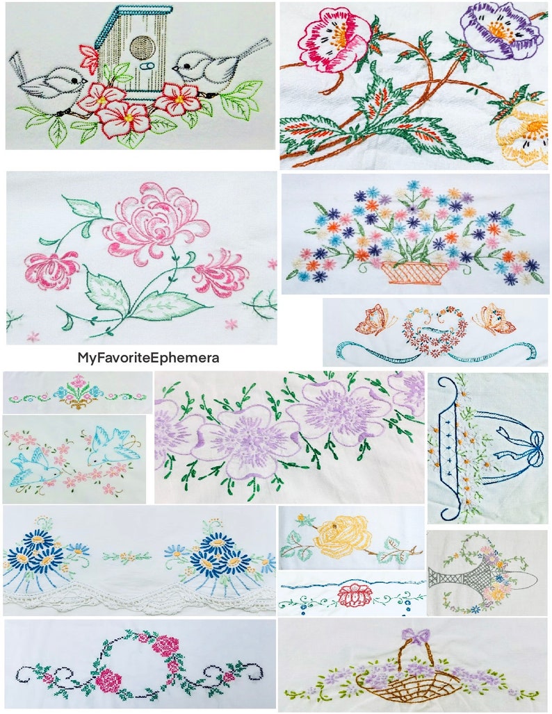 10 Pages Vintage Embroidered Samples Embroidery Ephemera - Etsy