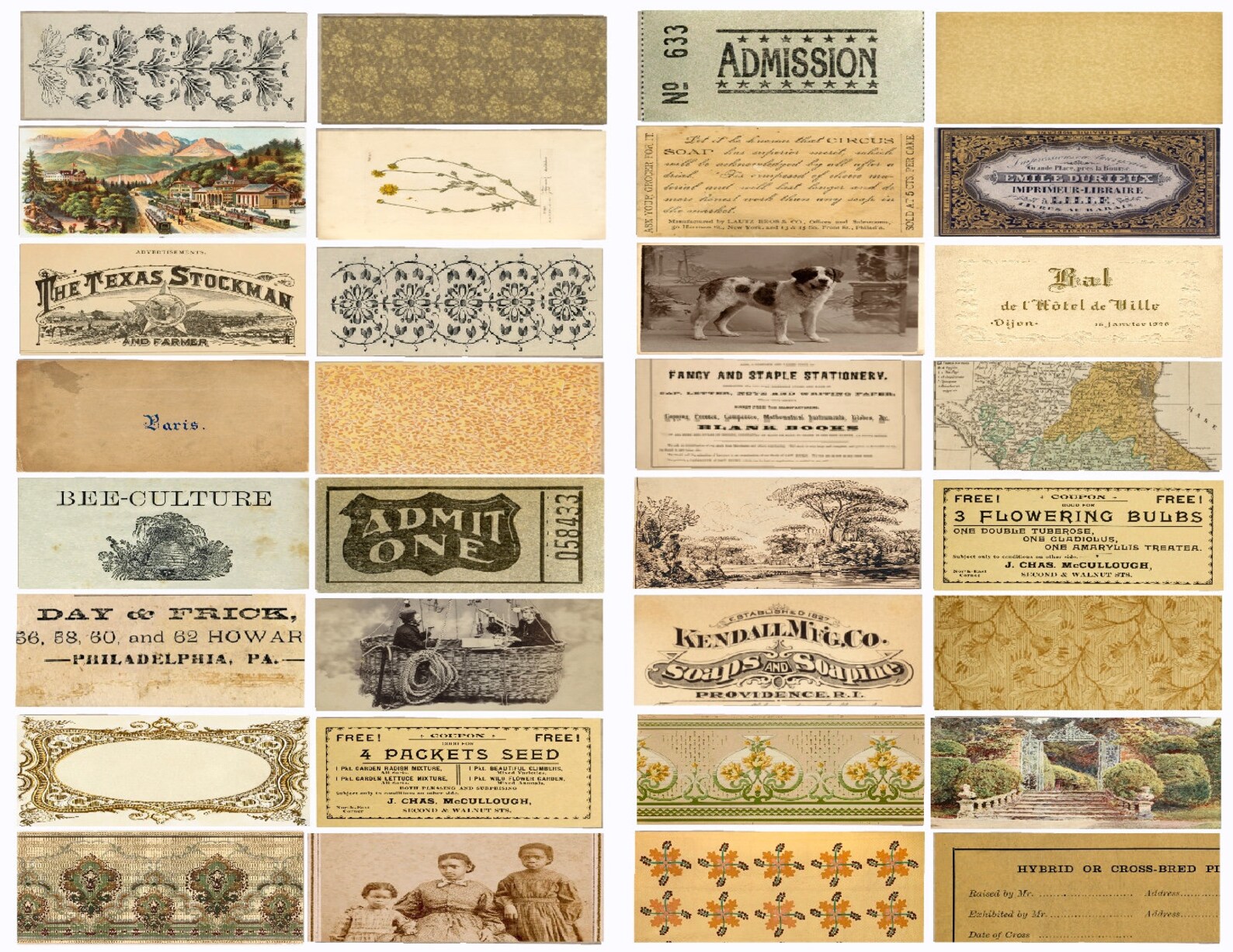 32 Labels, Paper Snippet Scraps, Scrap Paper Ephemera, for Junk Journal ...