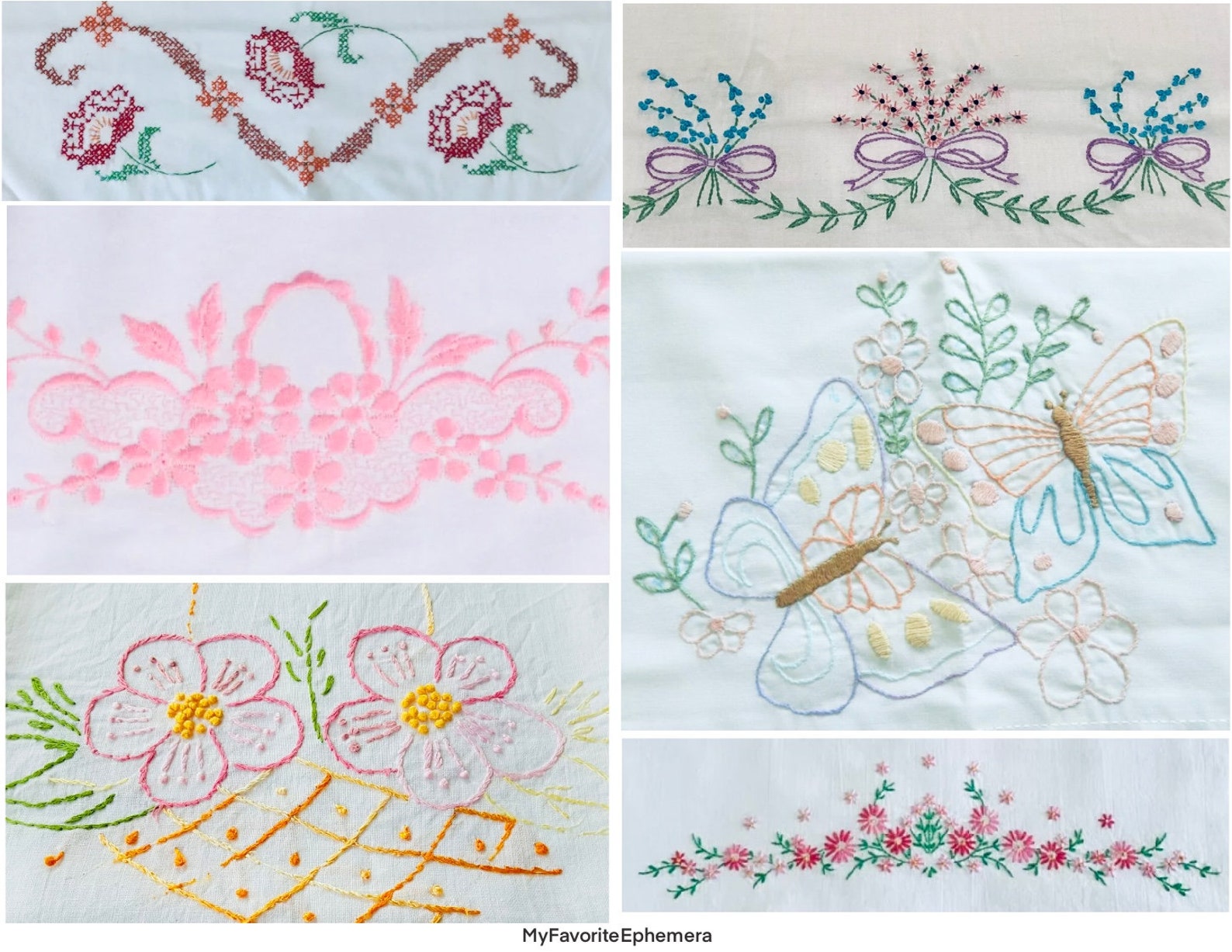 10 Pages Vintage Embroidered Samples Embroidery Ephemera - Etsy