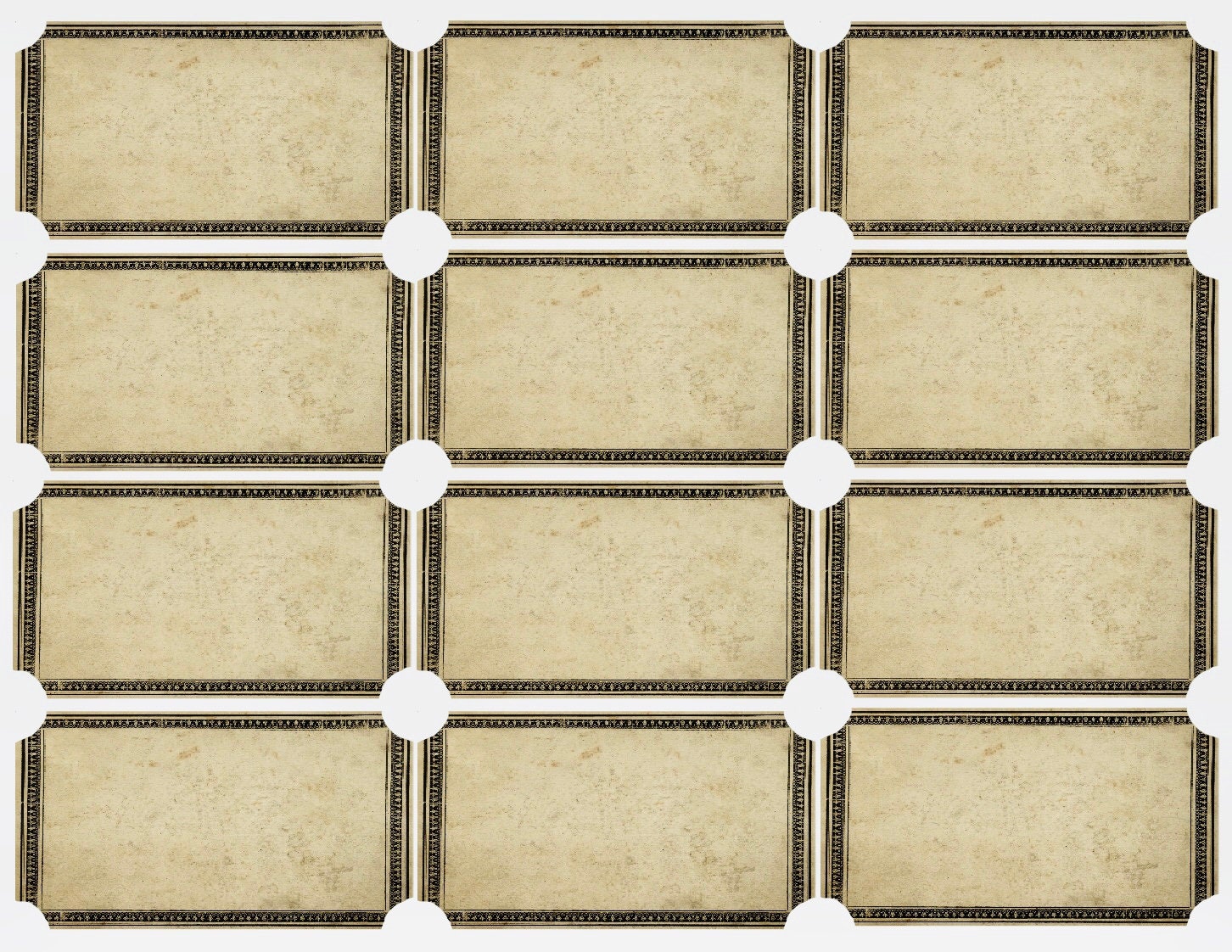 Digital Download 12 BLANK FAUX TICKETS, Digital Download, Ticket ...