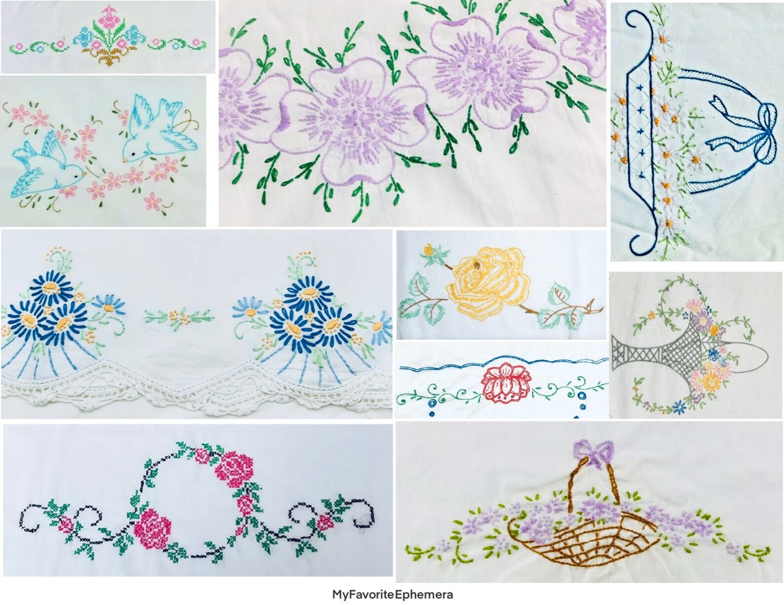 10 Pages Vintage Embroidered Samples Embroidery Ephemera - Etsy