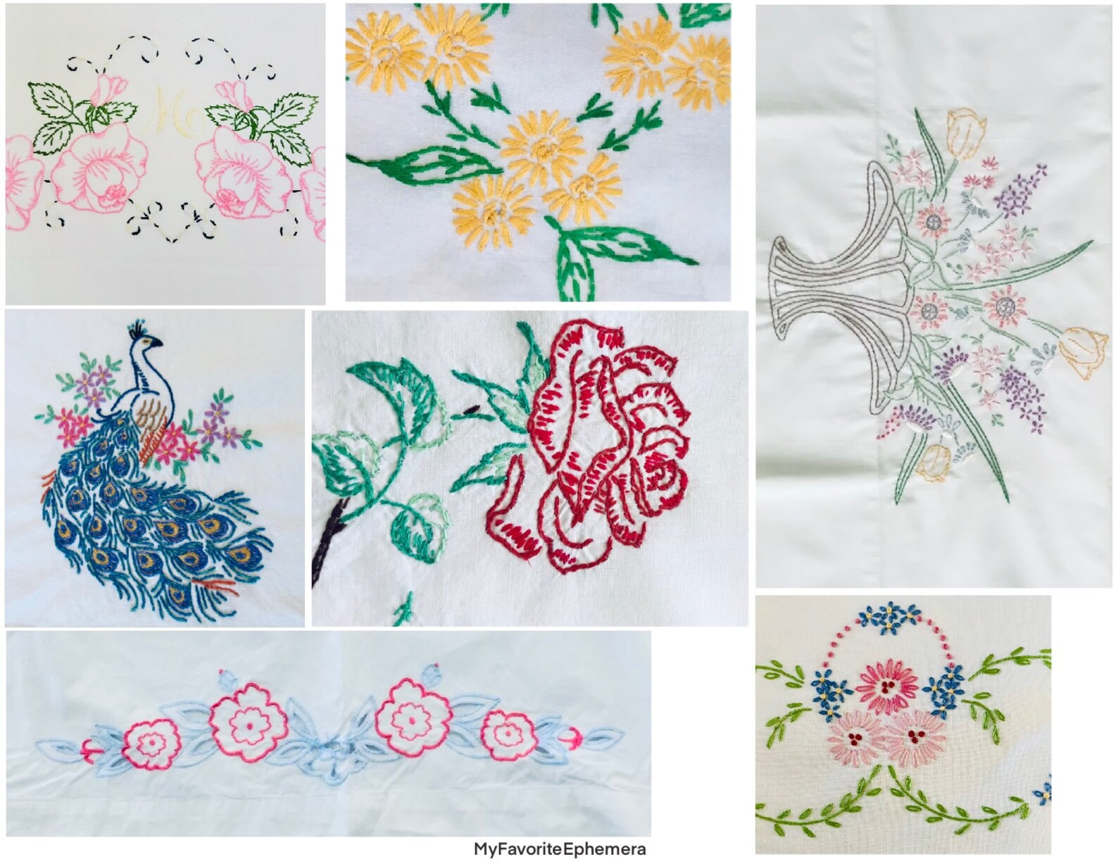 10 Pages Vintage Embroidered Samples Embroidery Ephemera - Etsy