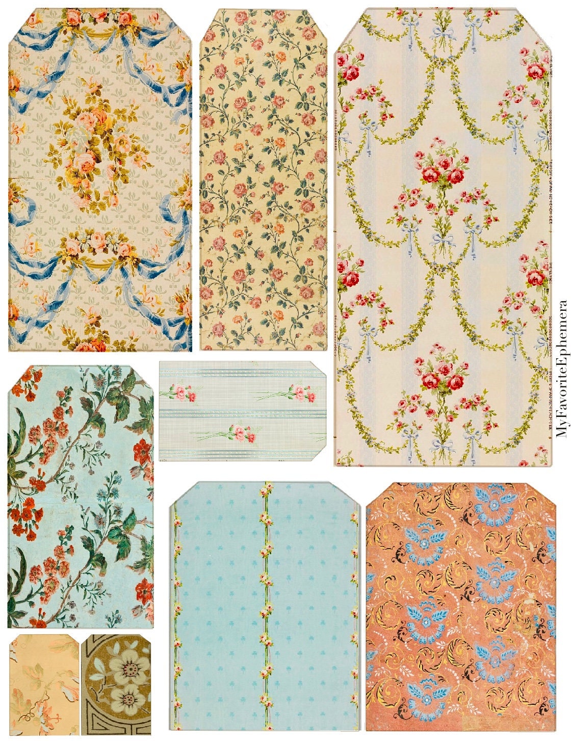 SET of 9 JOURNAL TAGS for Handmade Junk Journals, Journaling, Collage ...