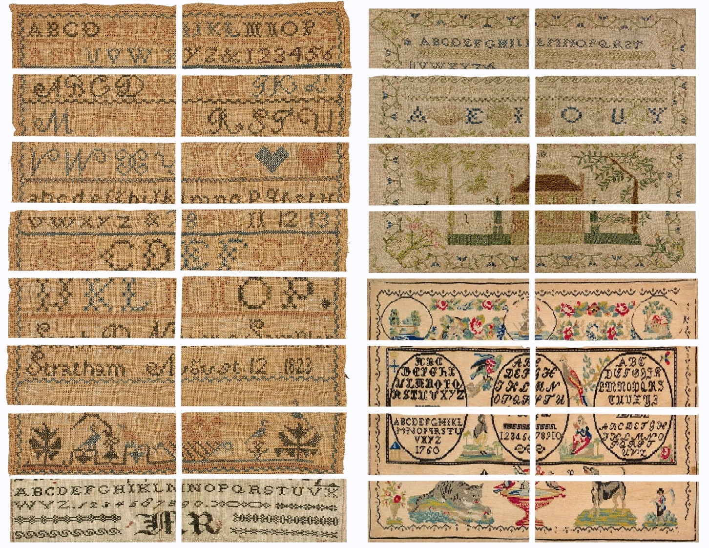 96 ANTIQUE EMBROIDERED SAMPLER Labels, Paper Snippet Scraps, Scrap ...