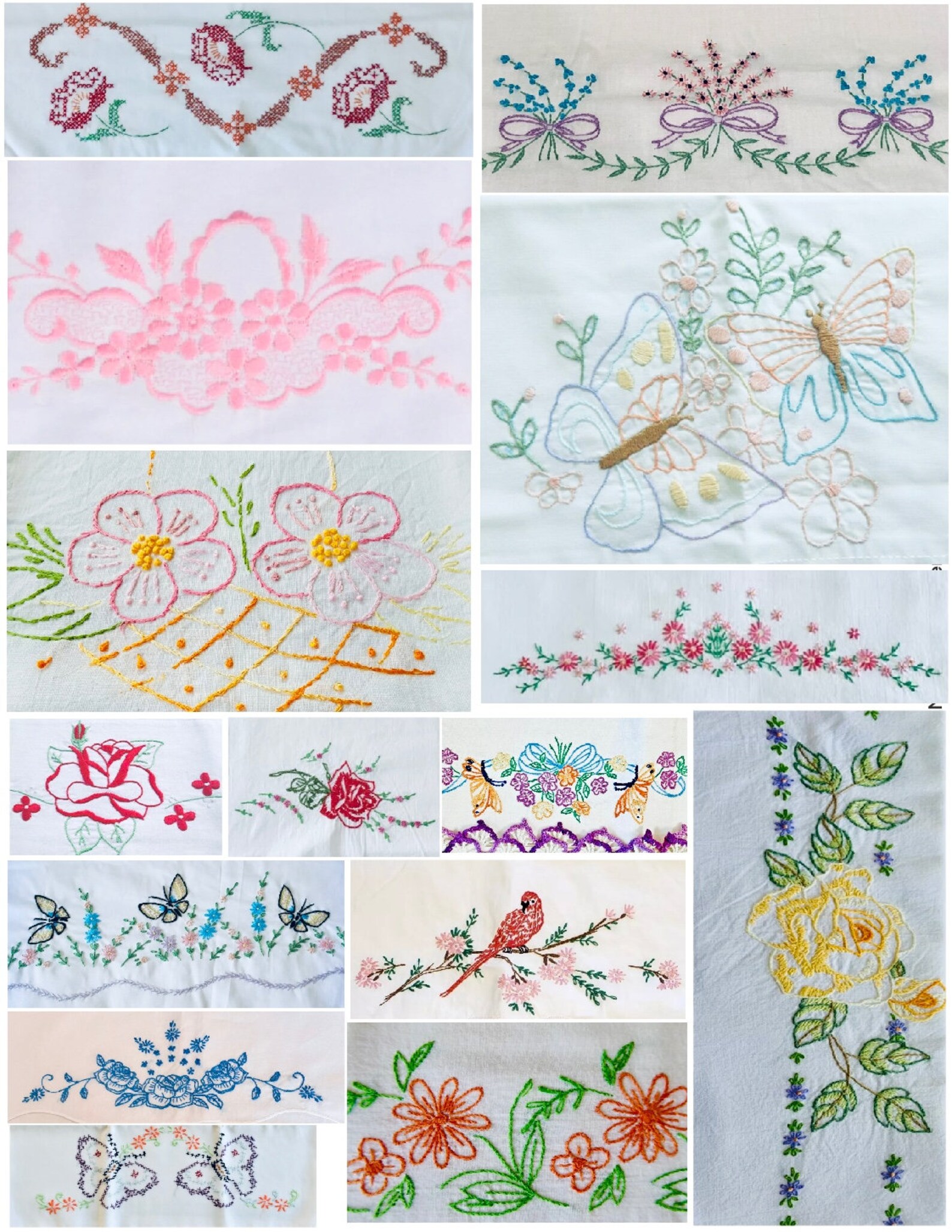 10 Pages Vintage Embroidered Samples Embroidery Ephemera - Etsy