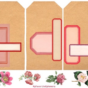 FLORAL JOURNAL TAGS, Layered Kit, Vintage Ephemera, Digital Download - Etsy