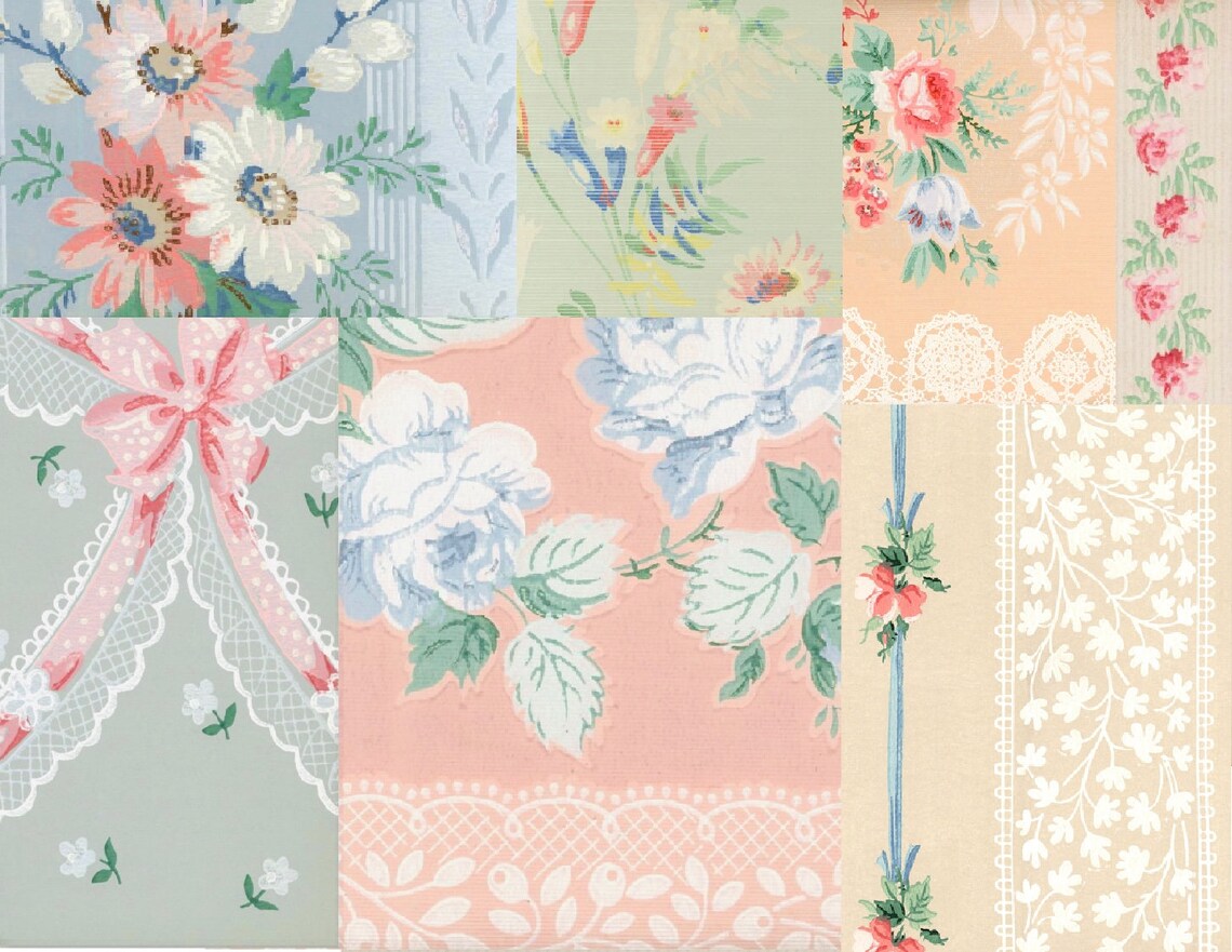 5 PATCHWORK FLORAL Collage Sheets Journal Pages Paper Pack - Etsy