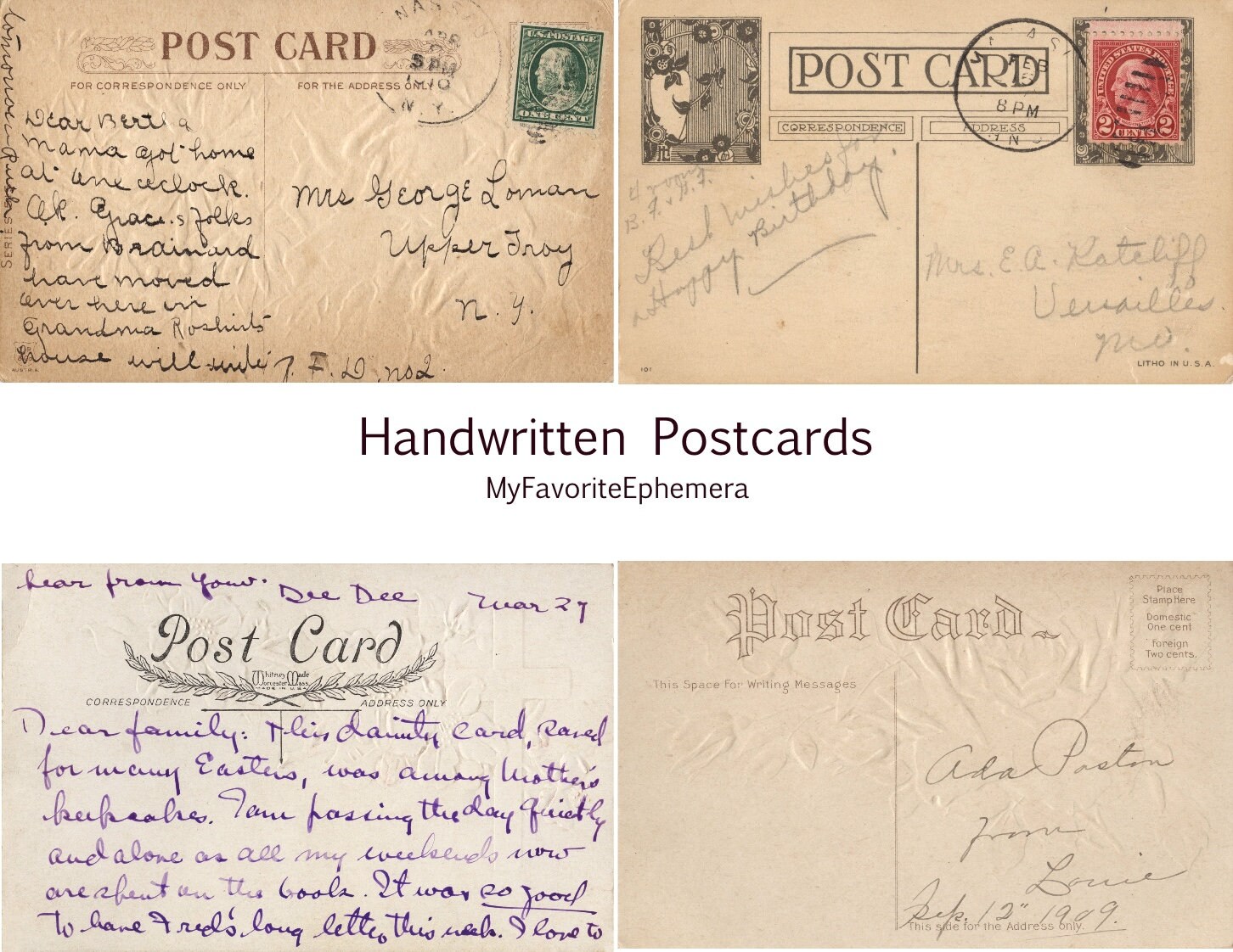 24 HANDWRITTEN VINTAGE POSTCARDS Collage Kit Journal Cards - Etsy